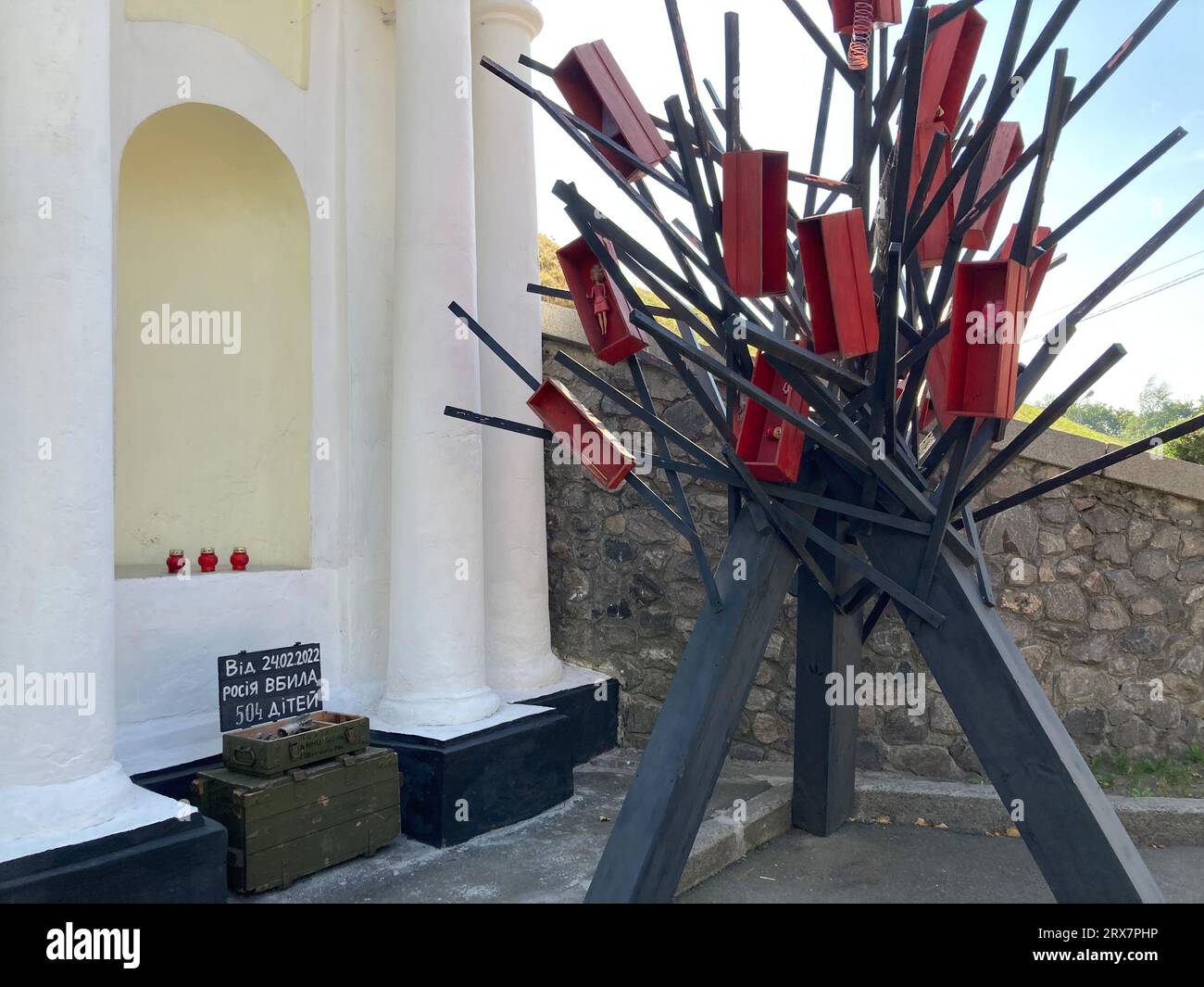 Kiew, Ukraine. 23rd Sep, 2023. A memorial to the children killed by ...