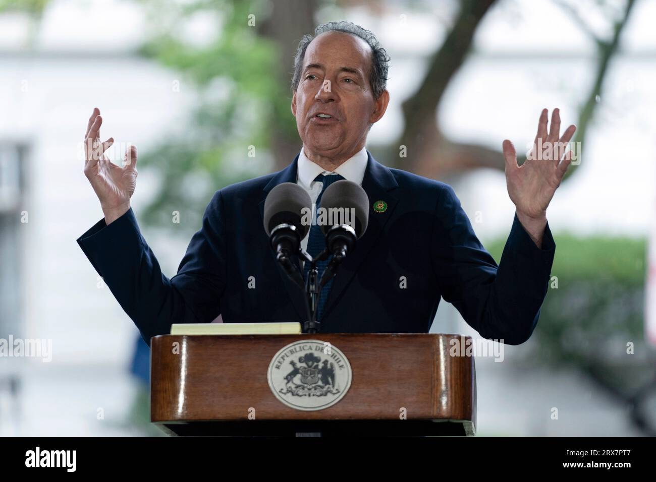 Rep. Jamie Raskin, D-Md., speaks at the site of the assassination of ...