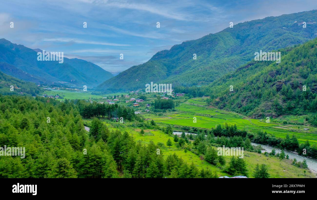 Aerial view green rural valley hi-res stock photography and images - Alamy