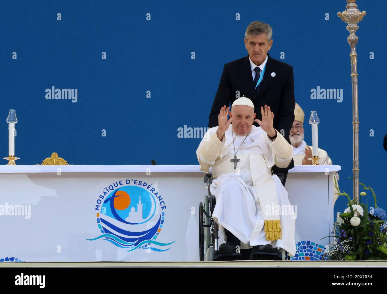 Marseille, France. 23rd Sep, 2023. Pope Francis celebrating mass at the ...