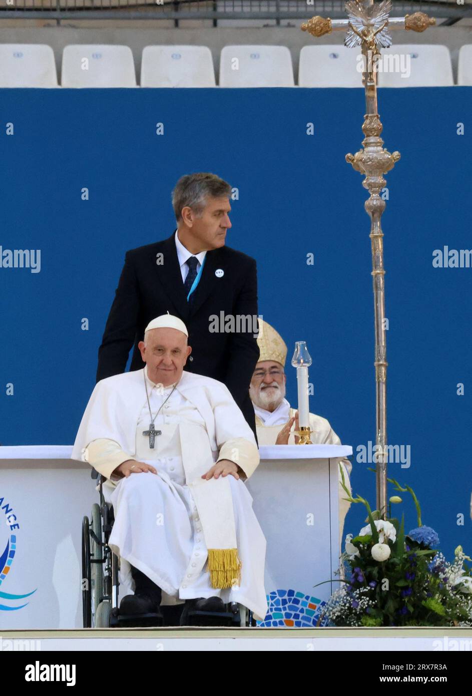 Marseille, France. 23rd Sep, 2023. Pope Francis celebrating mass at the ...