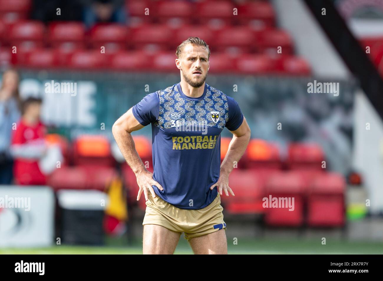 Joe Lewis of AFC Wimbledon warms up before the Sky Bet League 2 match ...