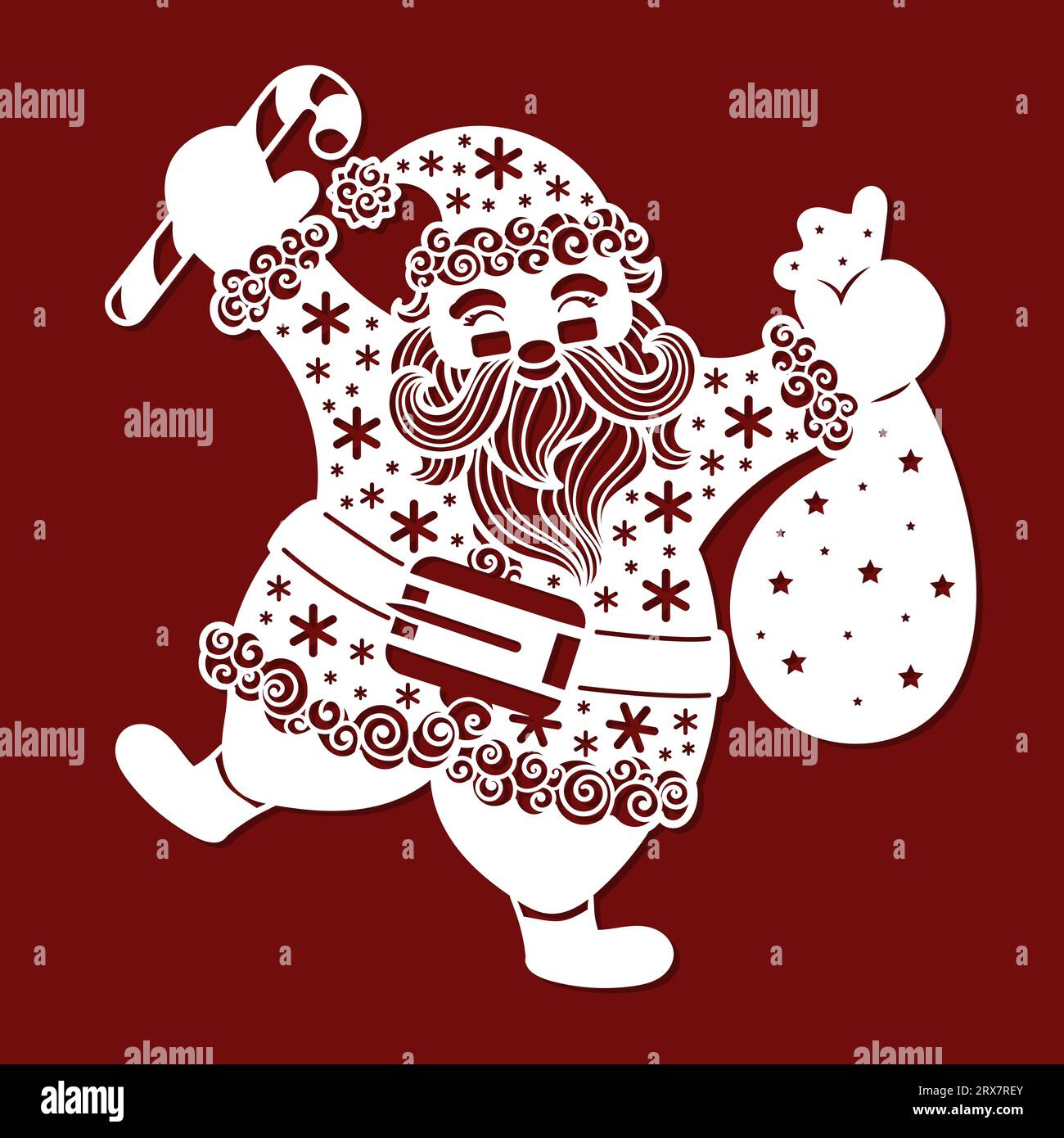 Cheerful Santa Claus. Template for laser cutting. Vector Stock Vector ...