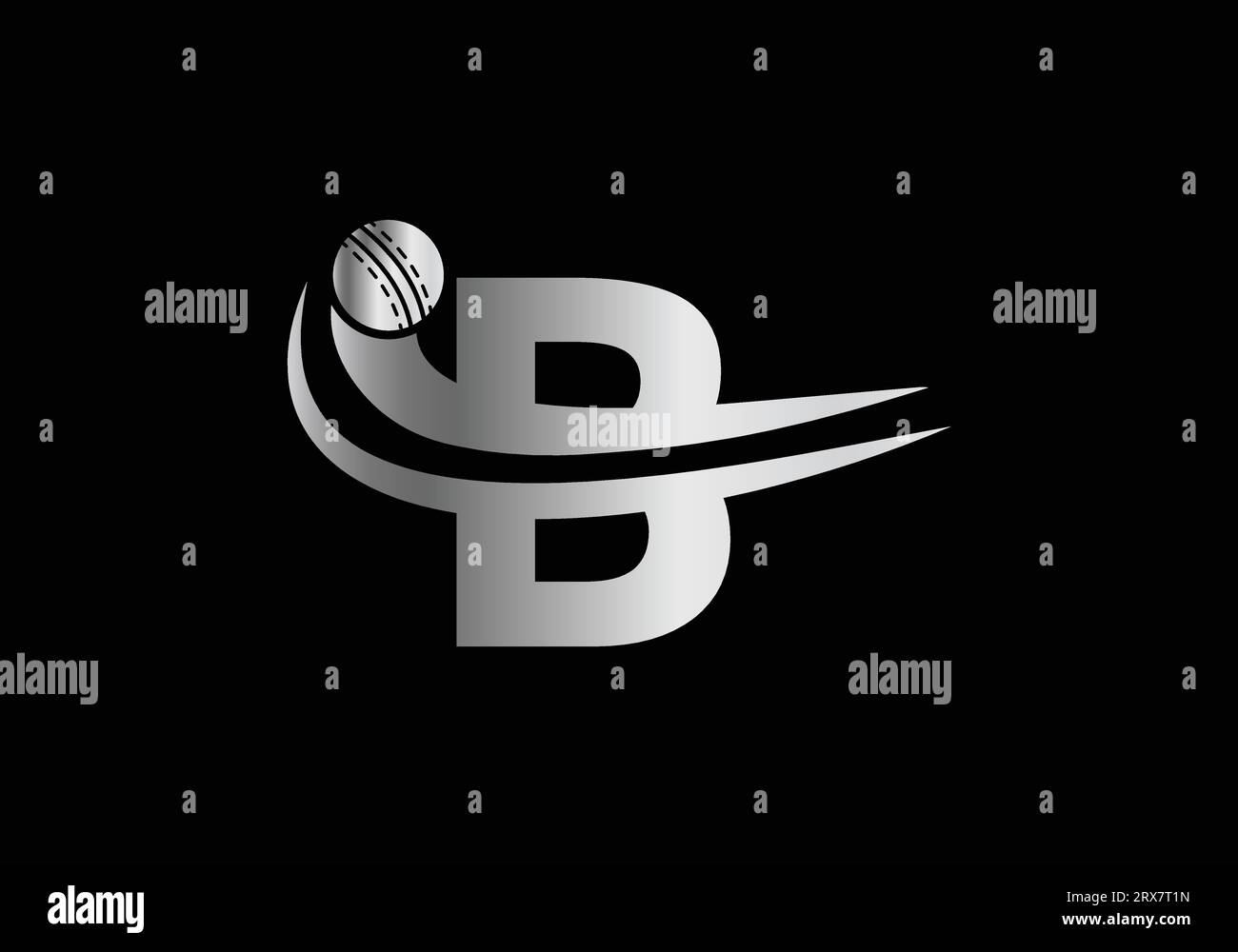 Modern B Letter with Cricket Sports Logo Template Design. For Cricket ...