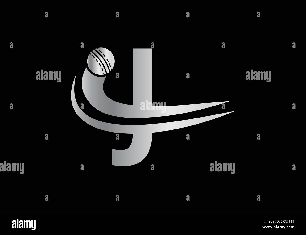 Modern J Letter with Cricket Sports Logo Template Design. For Cricket ...