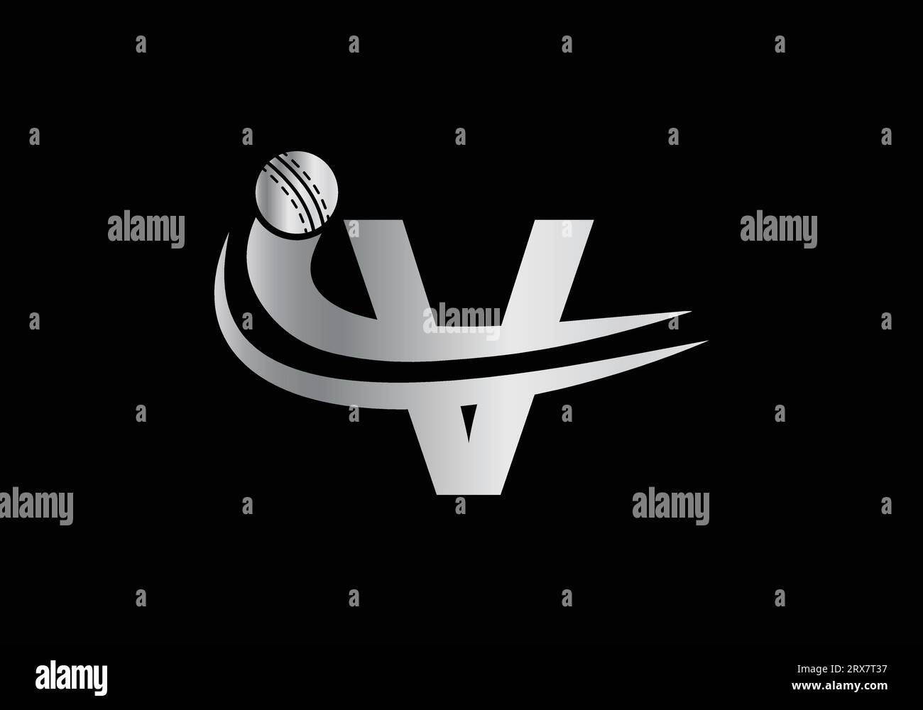 Modern V Letter with Cricket Sports Logo Template Design. For Cricket ...
