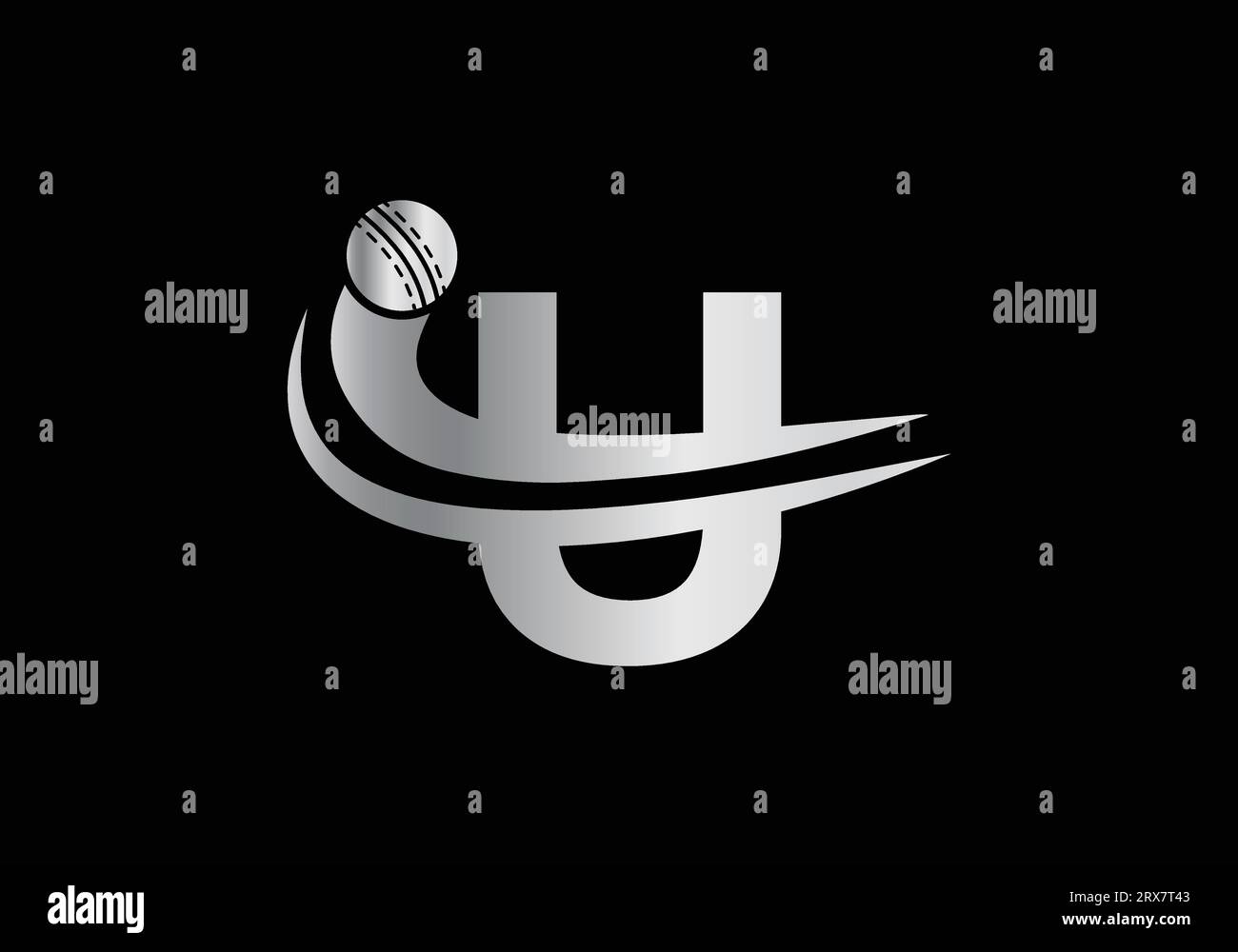 Modern U Letter with Cricket Sports Logo Template Design. For Cricket ...