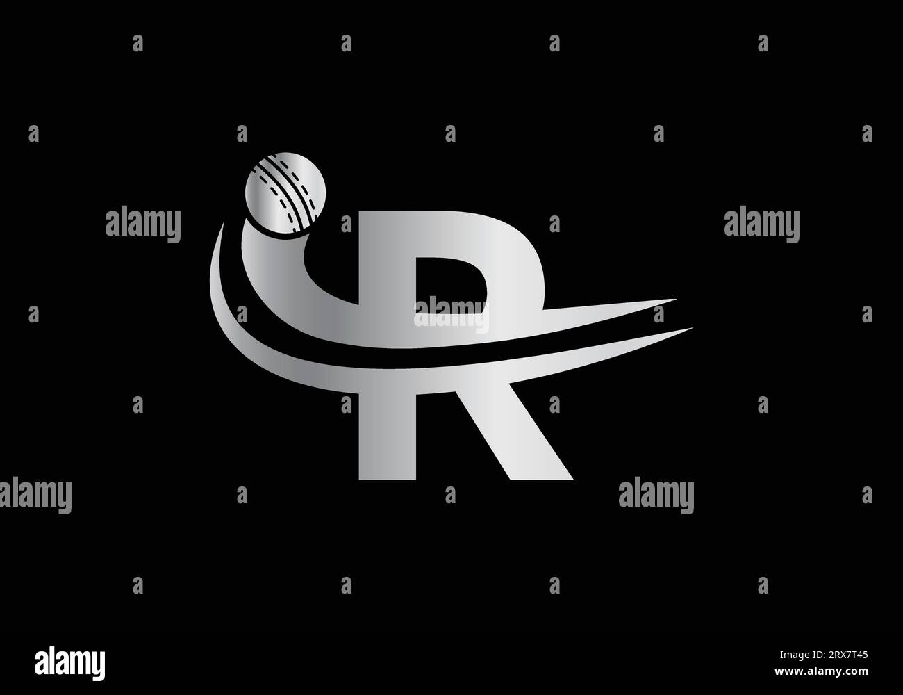 Modern R Letter with Cricket Sports Logo Template Design. For Cricket ...