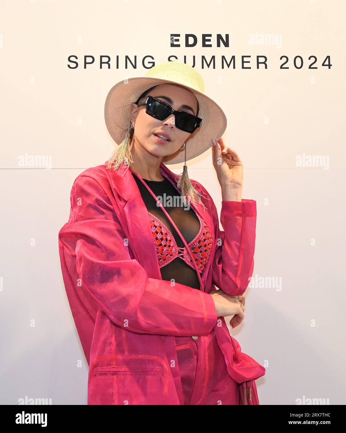 Milan, . 23rd Sep, 2023. Milan, Italy Borsalino MFW spring summer 2024 In the photo:Borsalino ...