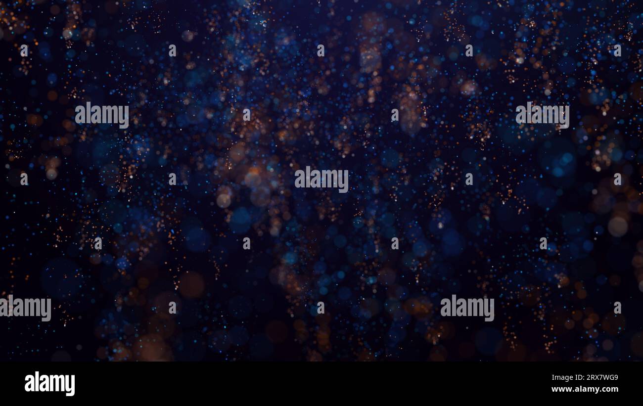 3D rendering of brightly colored particle confetti descends elegantly, swirling through the air ...