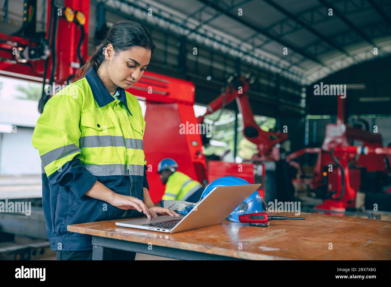 Indian young smart software engineer machine programmer woman working ...