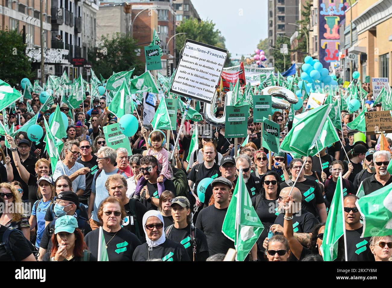 Montreal, Canada. 23rd Sep, 2023. People take part in a public sector ...