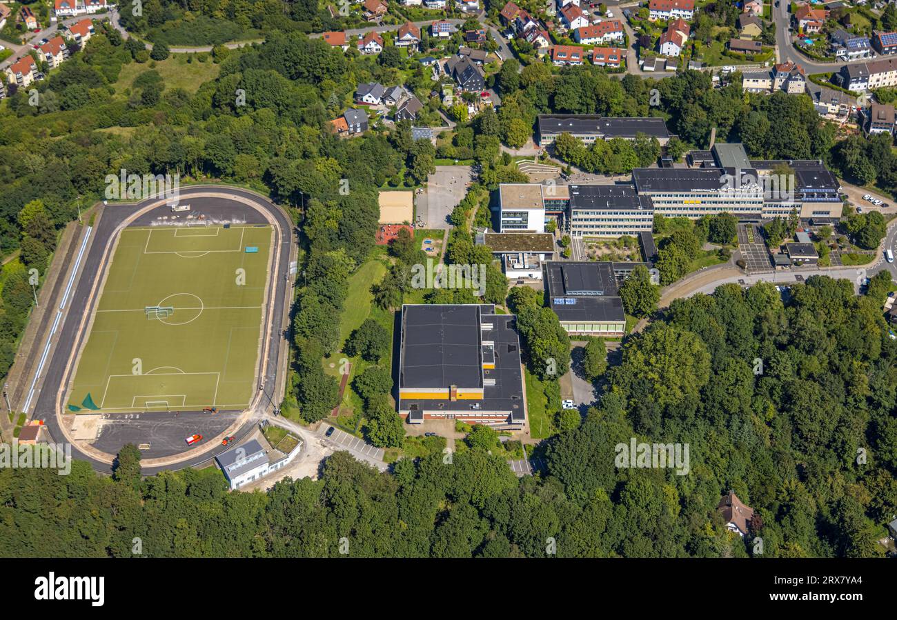 Aerial view, Dorma Sportpark, construction site, Altenvoerde, Ennepetal ...