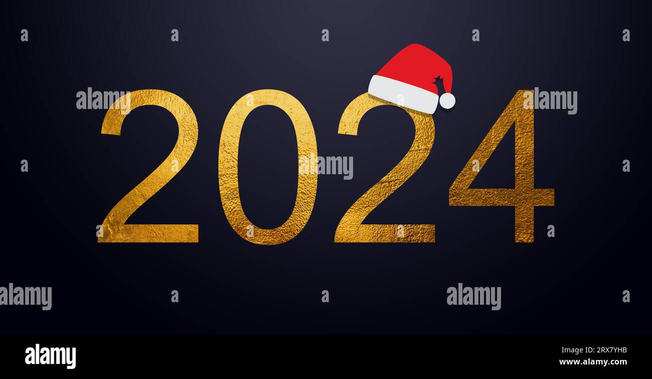 New year number 2024. With luxurious and elegant gold 3d numbers ...