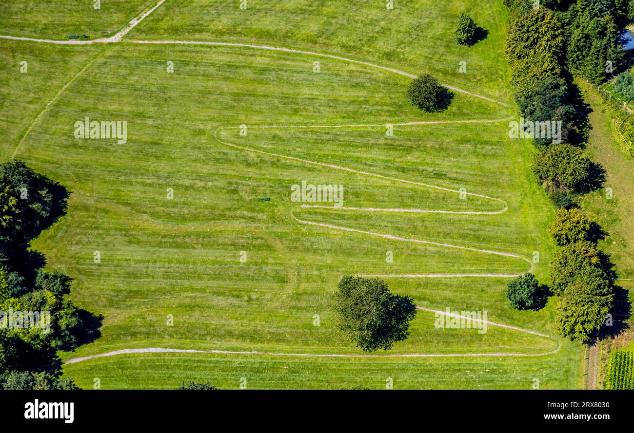 Aerial view, coronary exercise path in serpentines, exercise path for ...