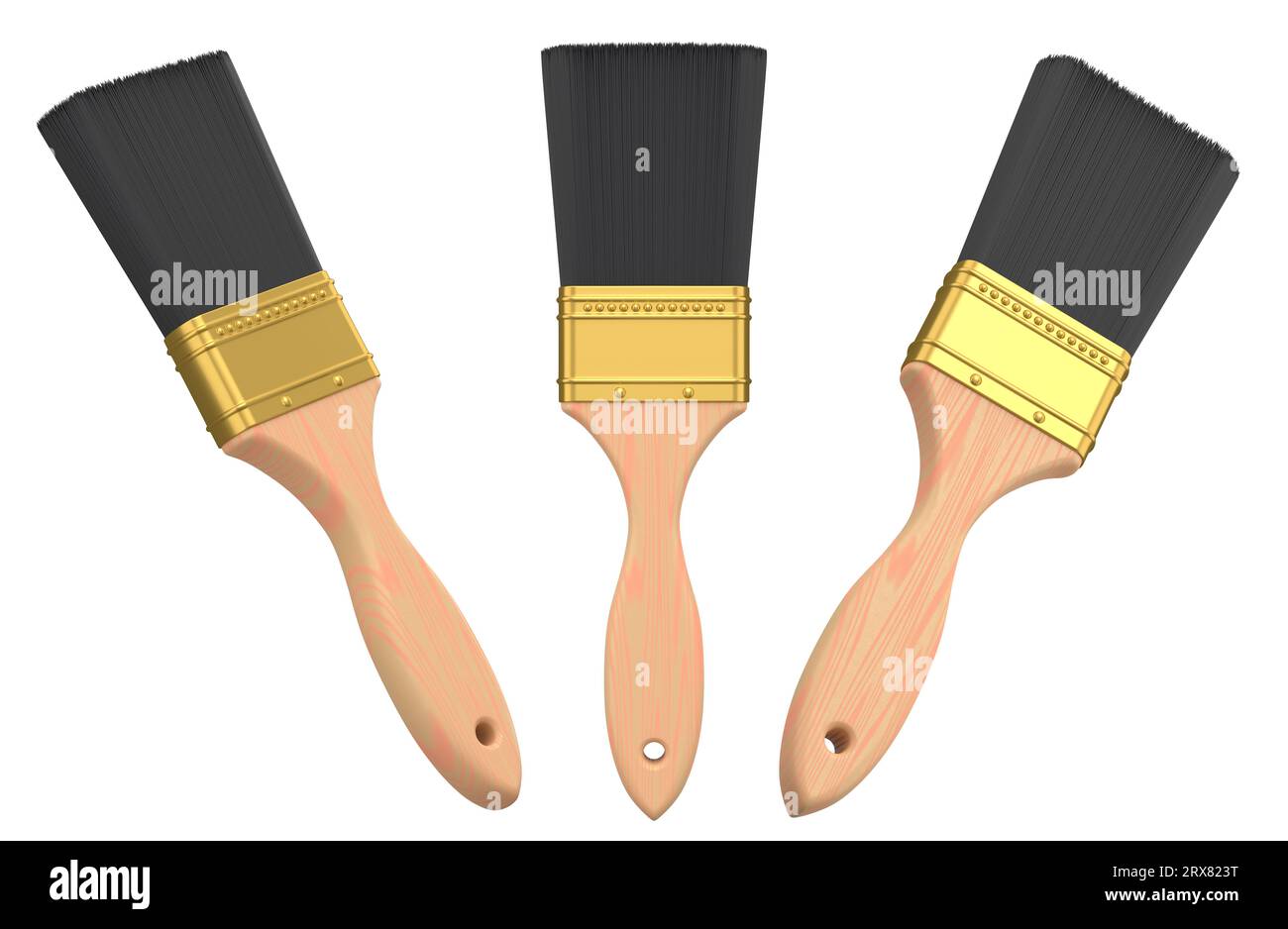 Set of paint bristle brushes for repair work and construction isolated ...