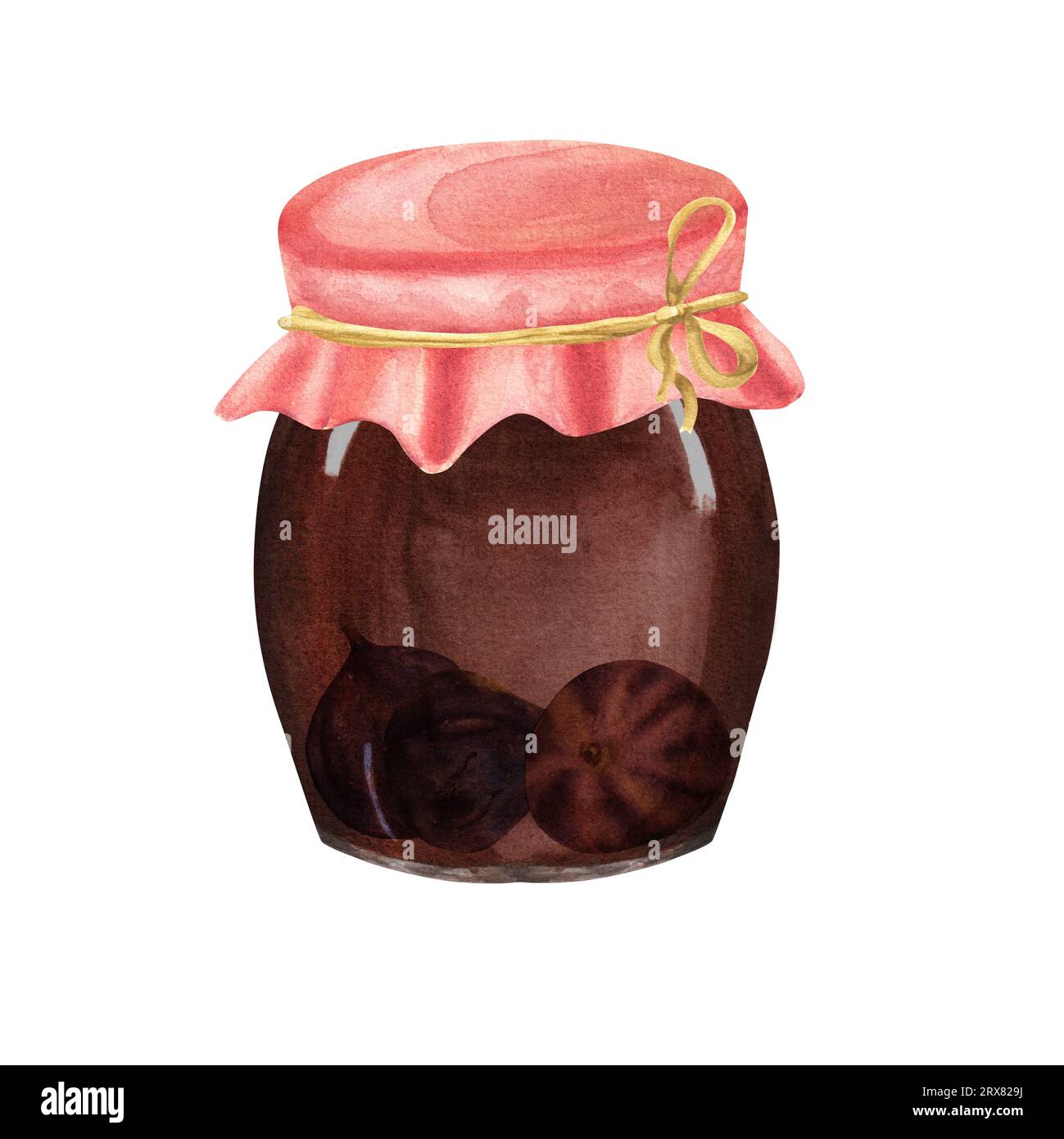 Hand-drawn watercolor illustration of fig jam in a glass jar. here are ...