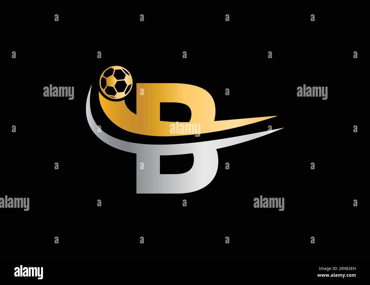 B Letter with Football Sports Logo Template Design. For Football Club ...