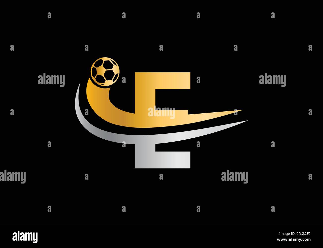 E Letter with Football Sports Logo Template Design. For Football Club ...