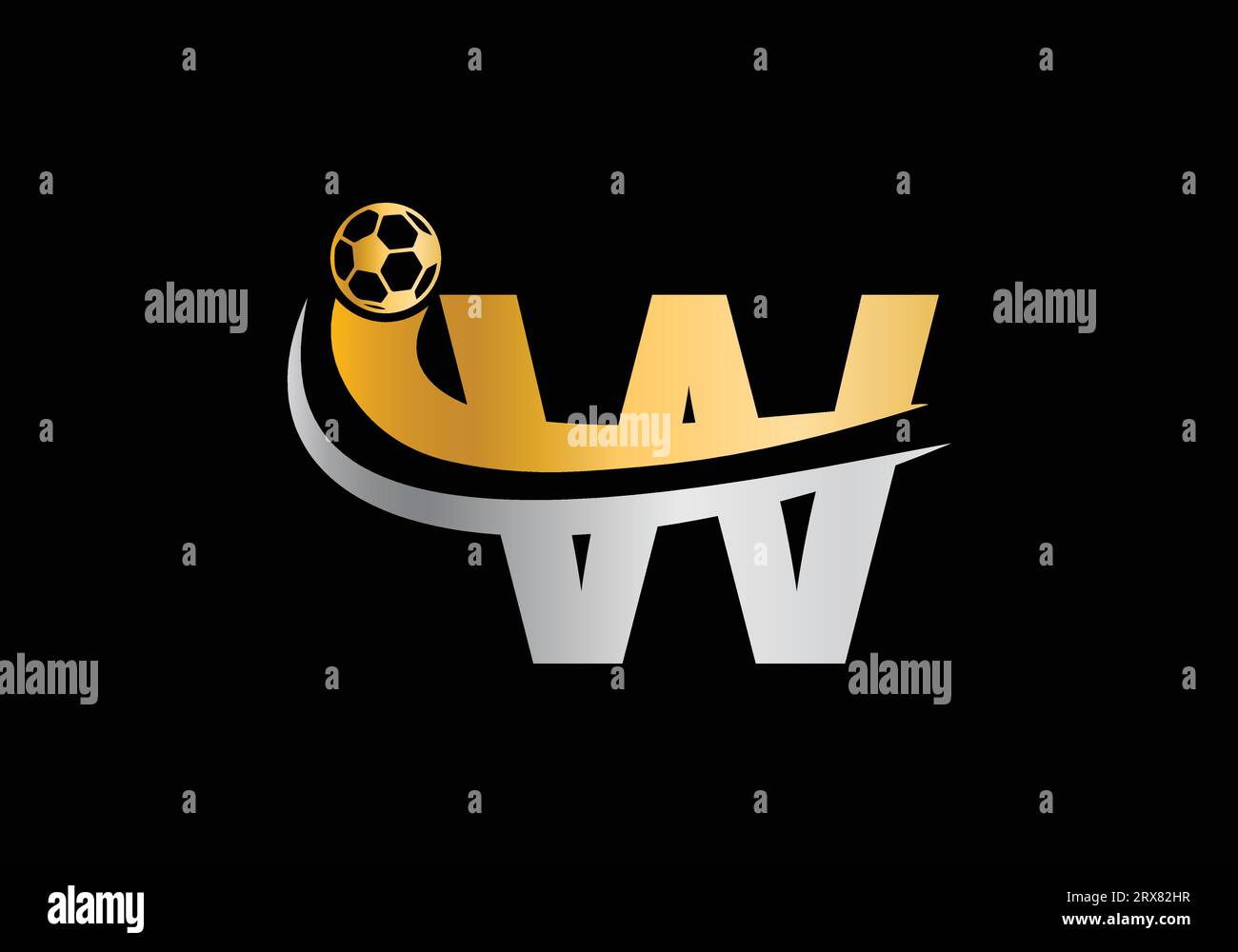 W Letter with Football Sports Logo Template Design. For Football Club ...