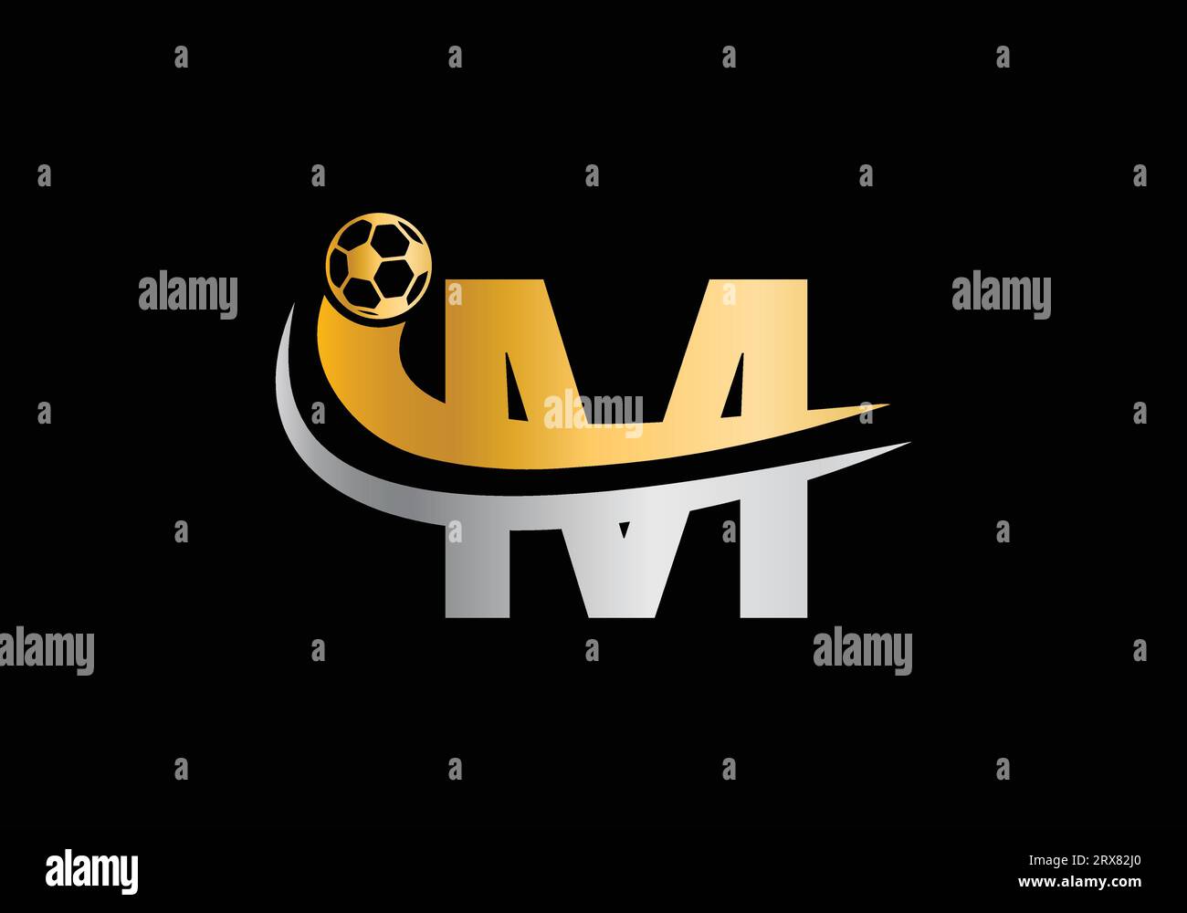 M Letter with Football Sports Logo Template Design. For Football Club ...