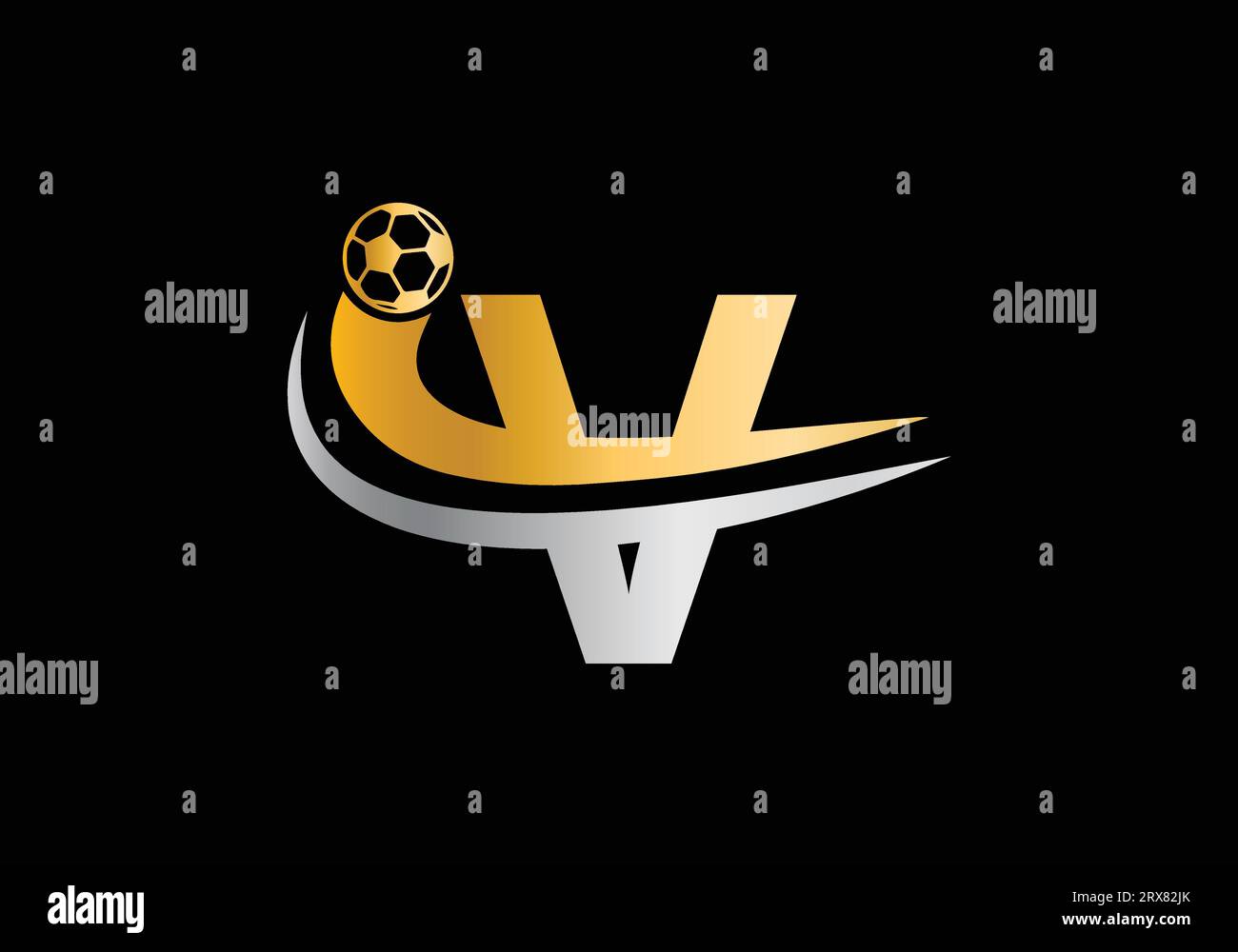 V Letter with Football Sports Logo Template Design. For Football Club ...