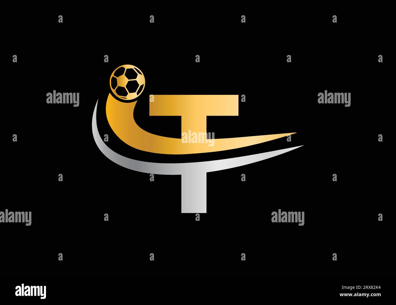 T Letter with Football Sports Logo Template Design. For Football Club ...