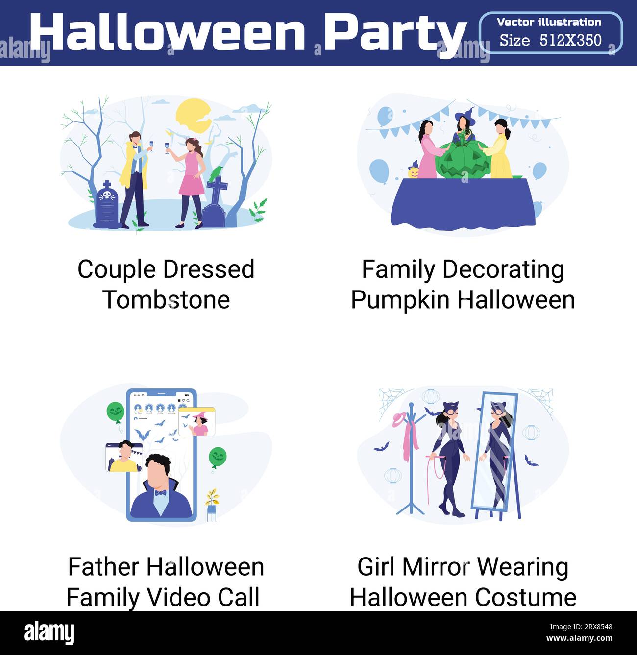 Halloween Party Illustration 20 unique concepts flat design vector ... Halloween Party Illustration 20 unique concepts flat design vector ...