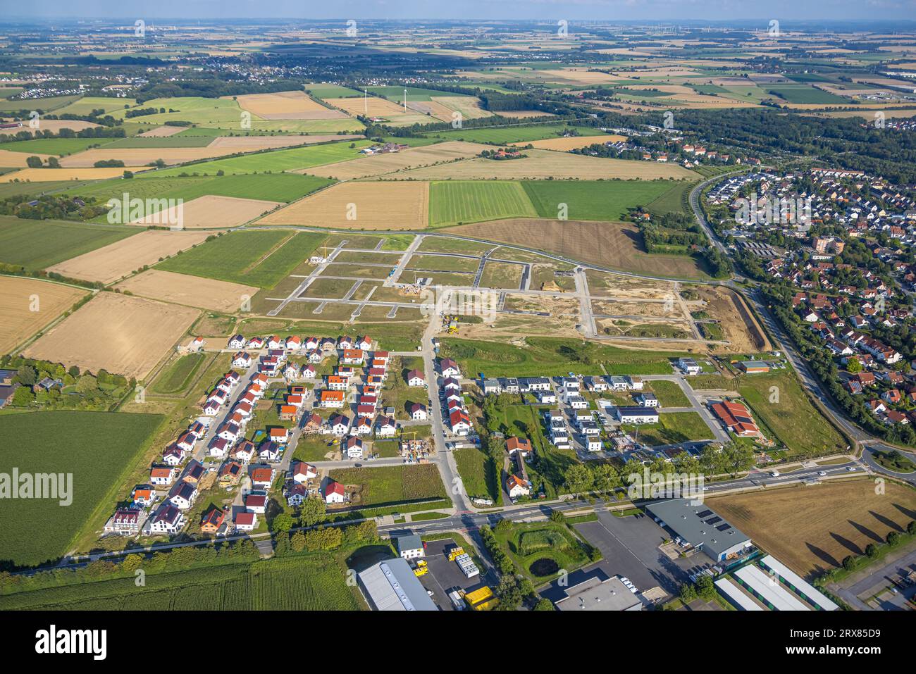 Aerial view, construction site new residential quarter Neuer Soester ...