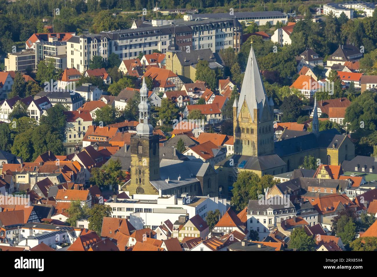 Aerial view, city center view, old town, St. Petri Alde Kerke, St ...