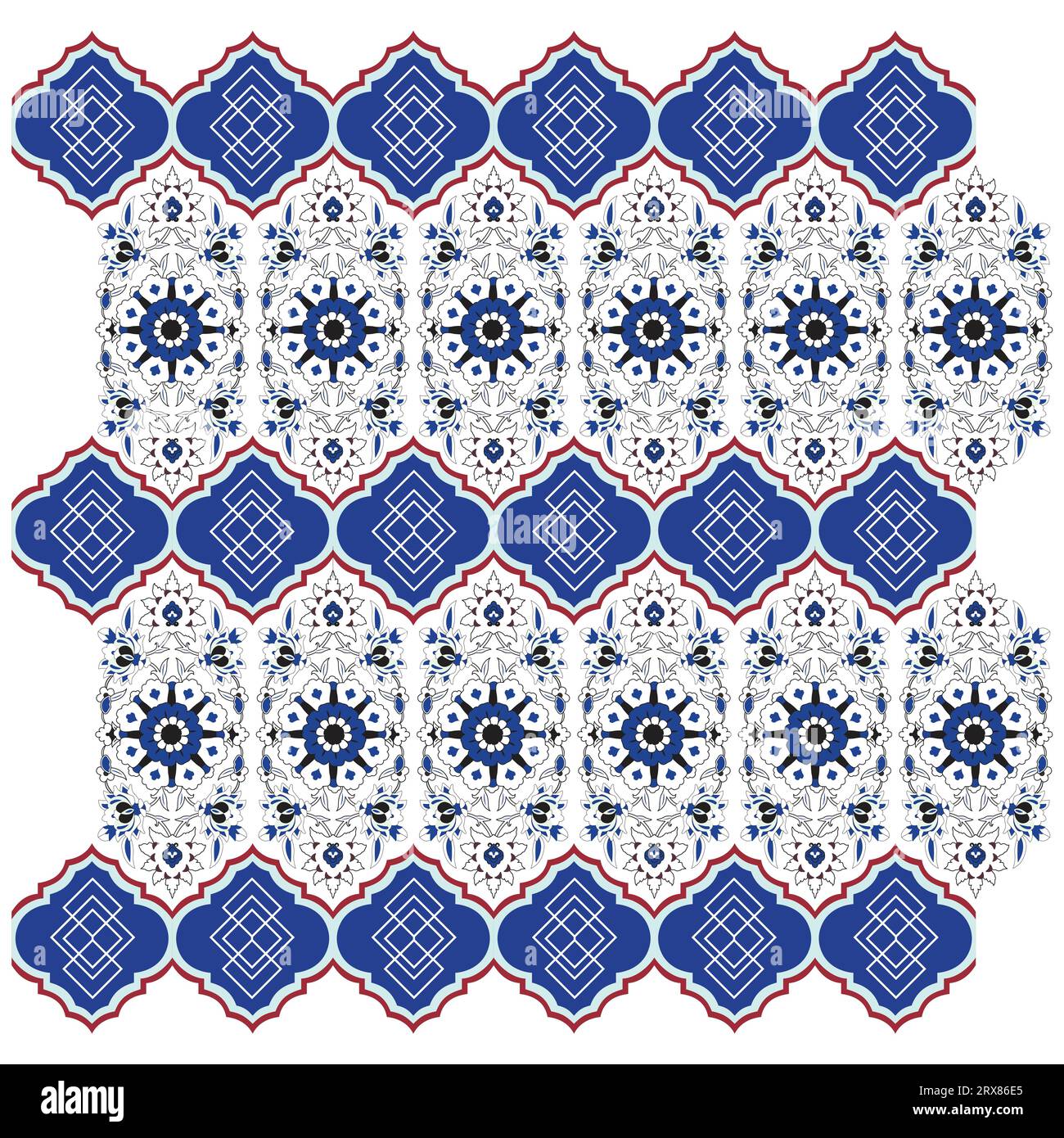 Blue white tile border Cut Out Stock Images & Pictures - Alamy
