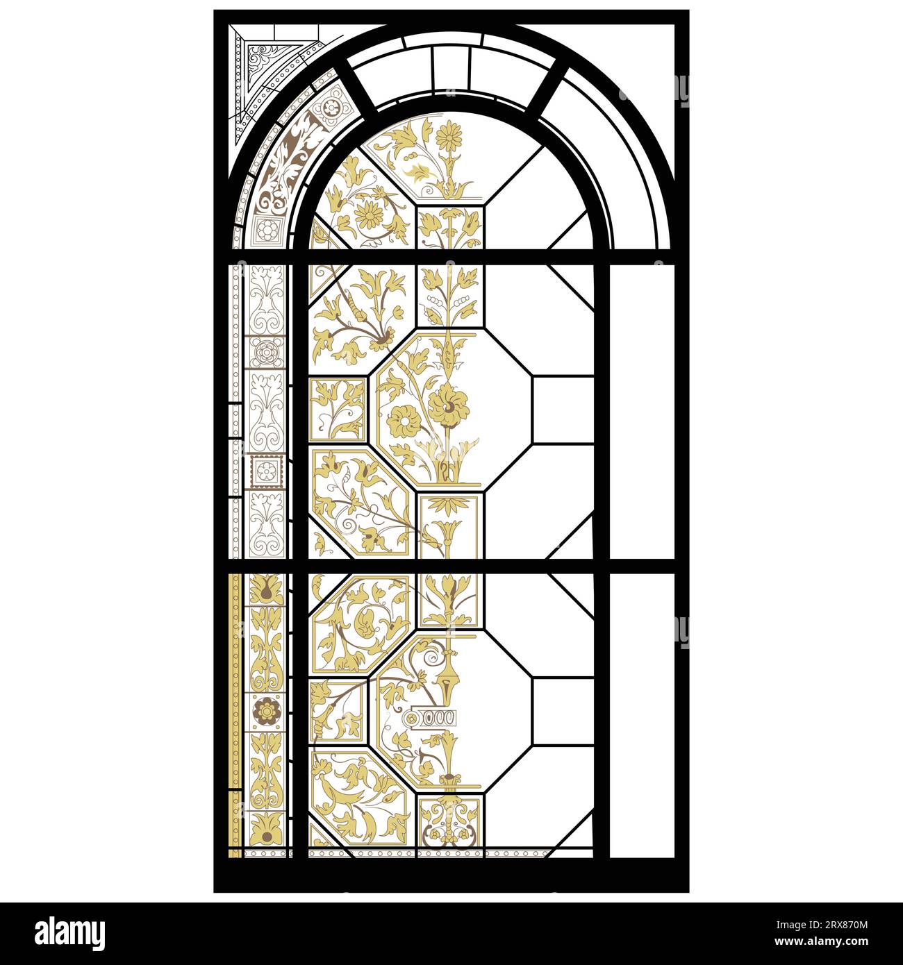 A stained glass window with a floral design Stock Vector Image & Art ...