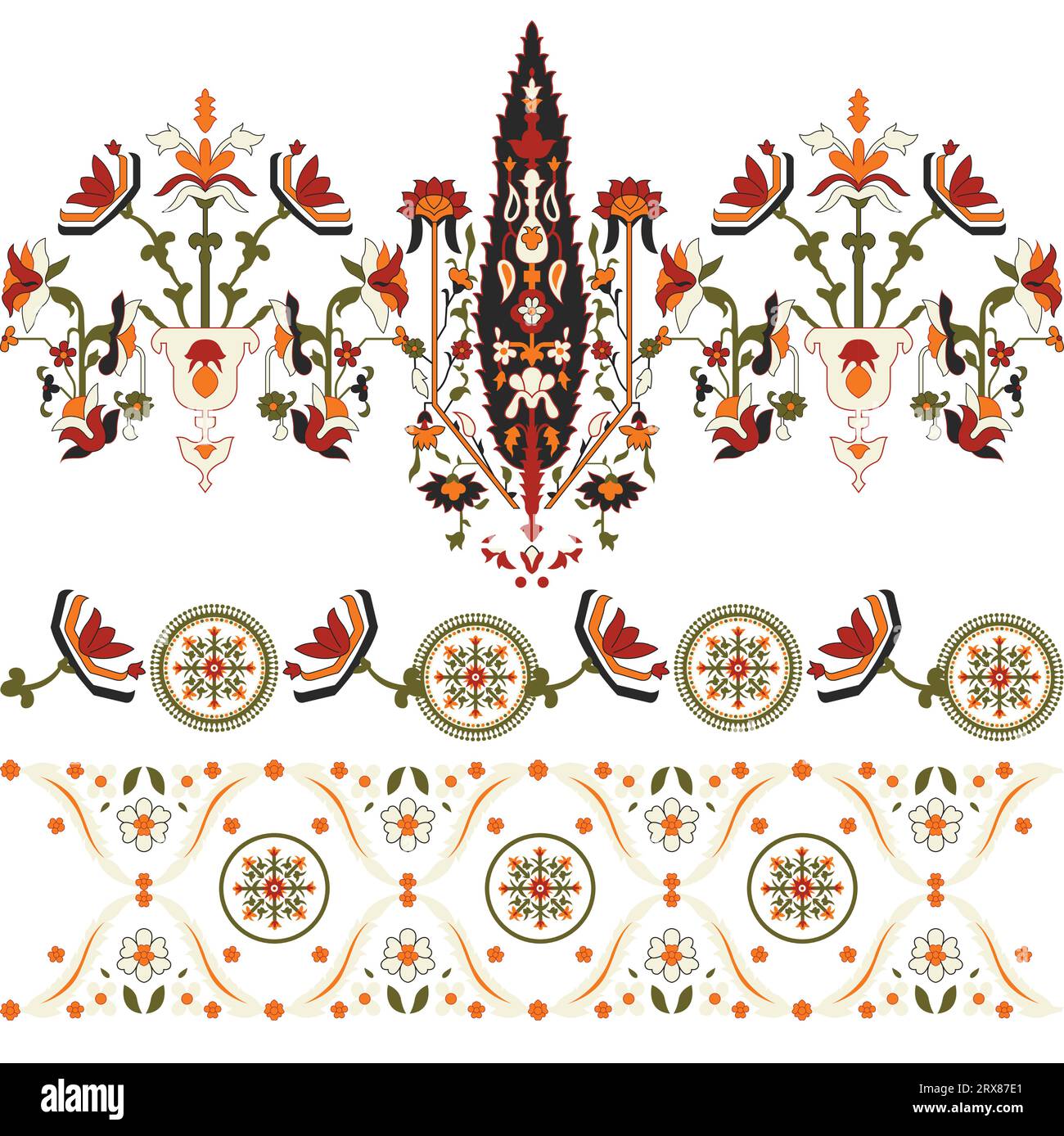 Floral repeated seamless pattern border designs on a white background Stock Vector Image & Art ...