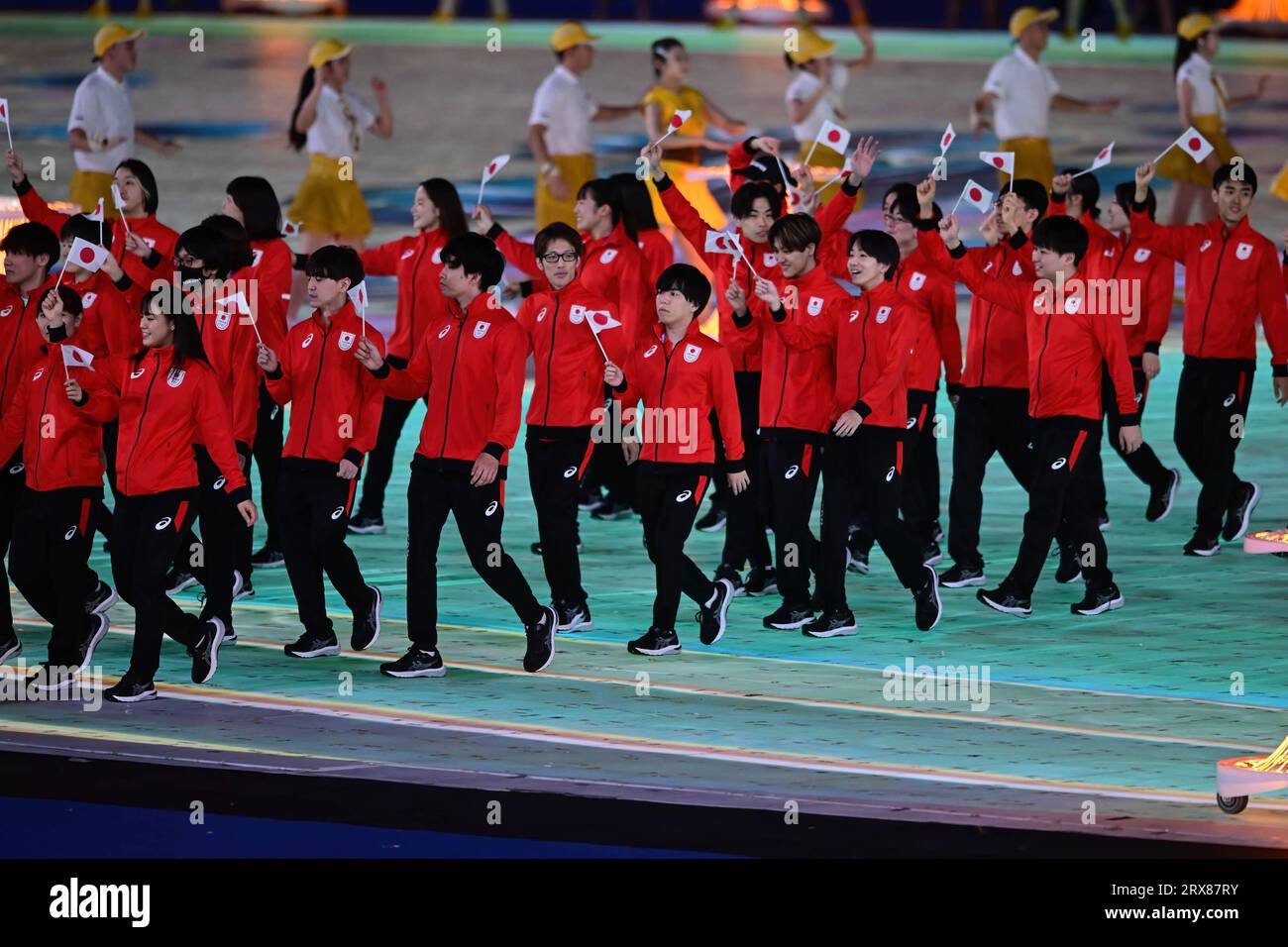 Hangzhou, China. 23rd Sep, 2023. The Japanese team of athletes is seen ...