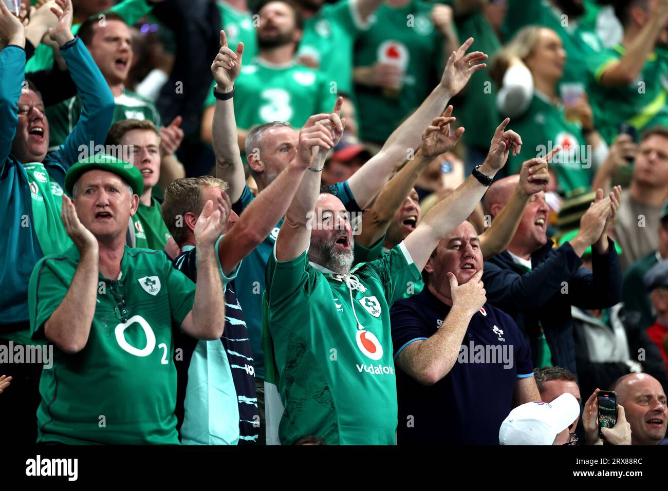 Ireland fans cheer on their team during the Rugby World Cup 2023, Pool ...