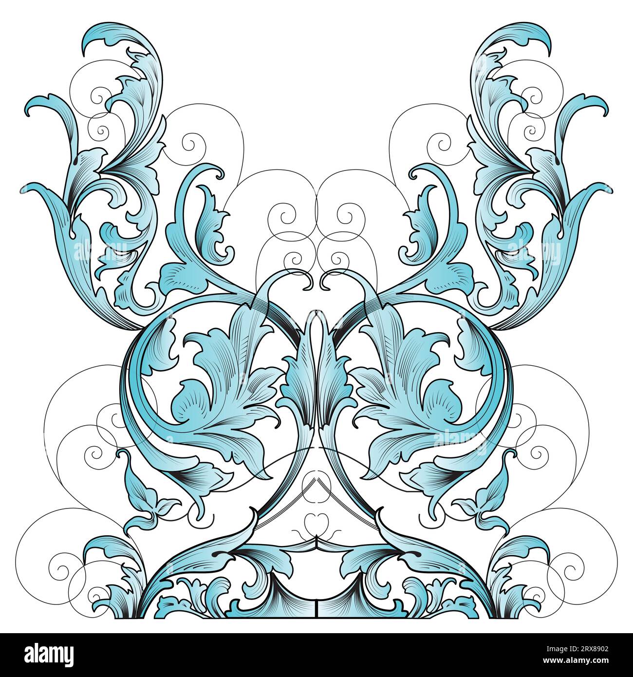 An intricate and elaborate design drawn on a clean white background ...