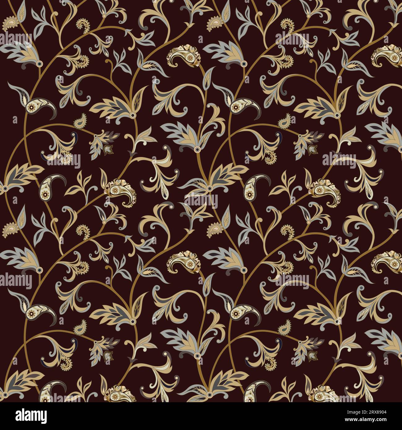 A brown background with a seamless repeated floral design Stock Vector ...