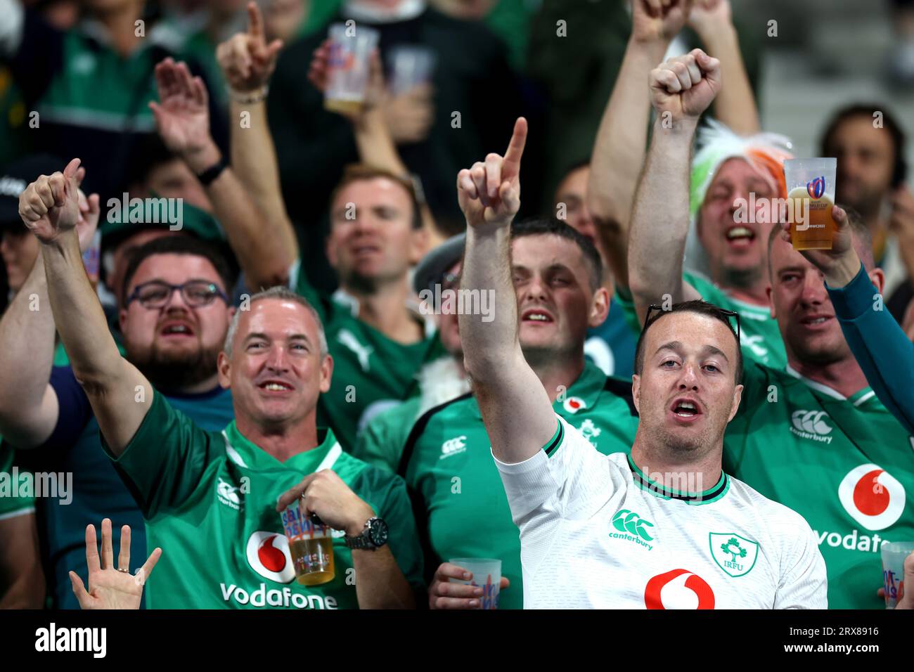 Ireland fans cheer on their team during the Rugby World Cup 2023, Pool ...