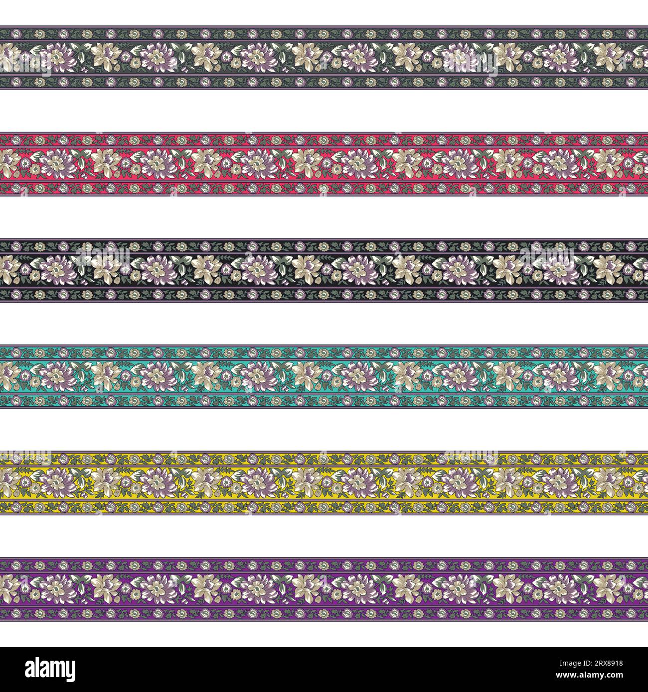 A set of four different colored floral borders Stock Vector Image & Art ...