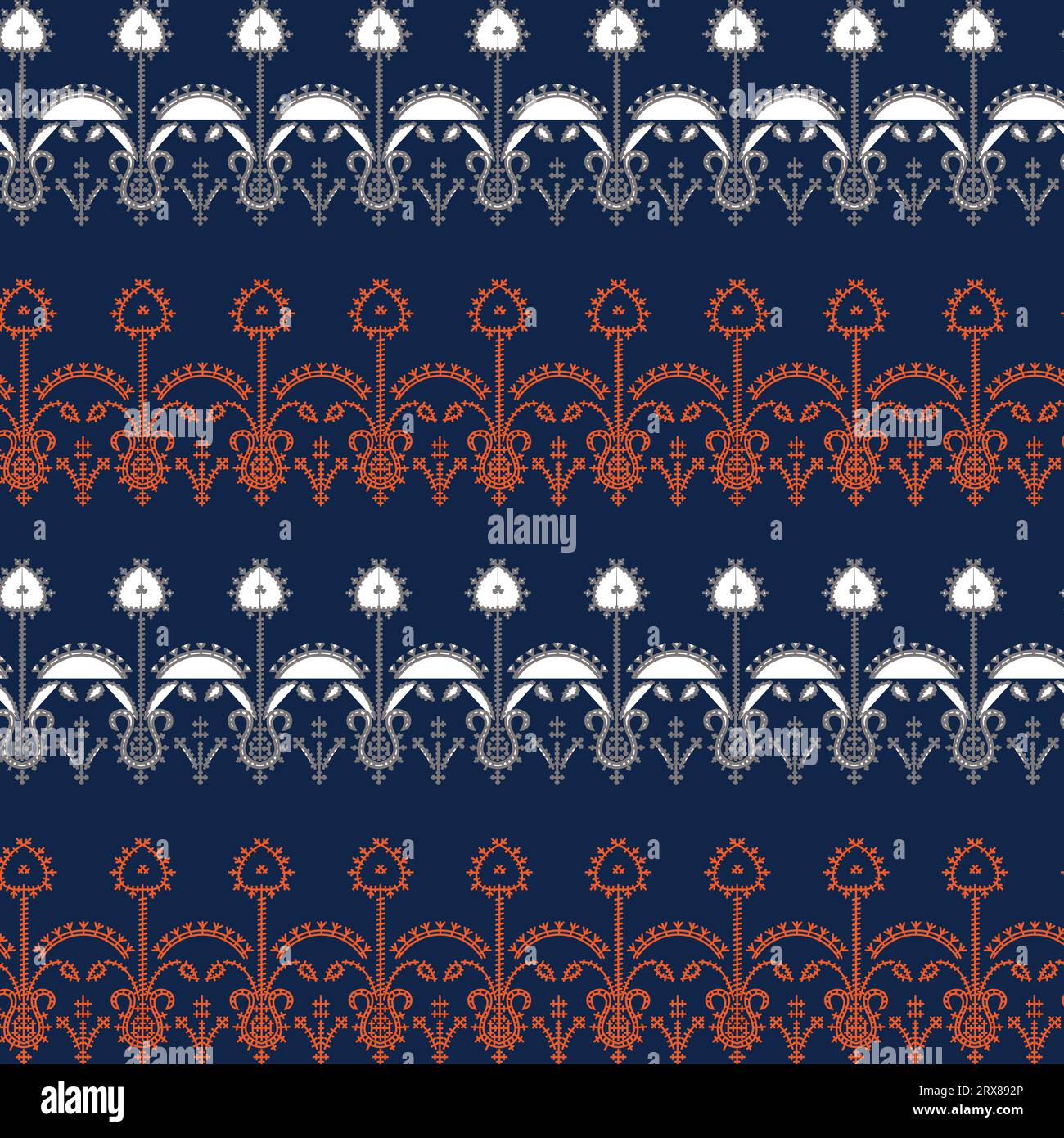 A vibrant blue background with intricate red and white floral pattern ...