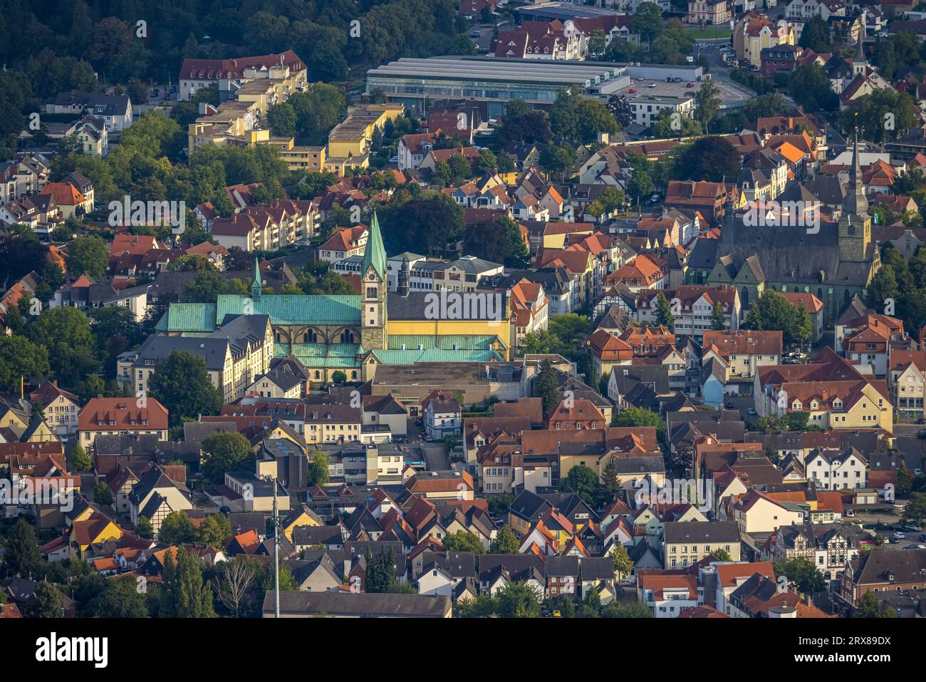 Aerial view, old town, pilgrimage basilica of the Visitation of the ...