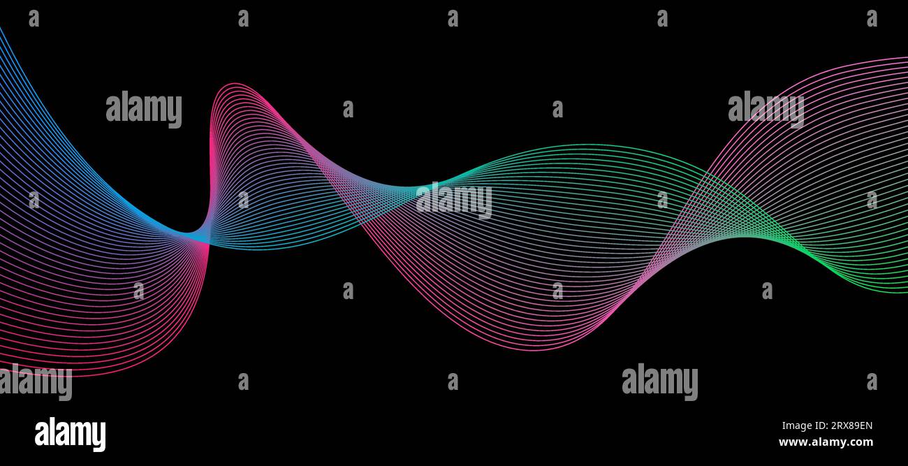 colorful motion sound wave on a dark background. Vector illustration ...