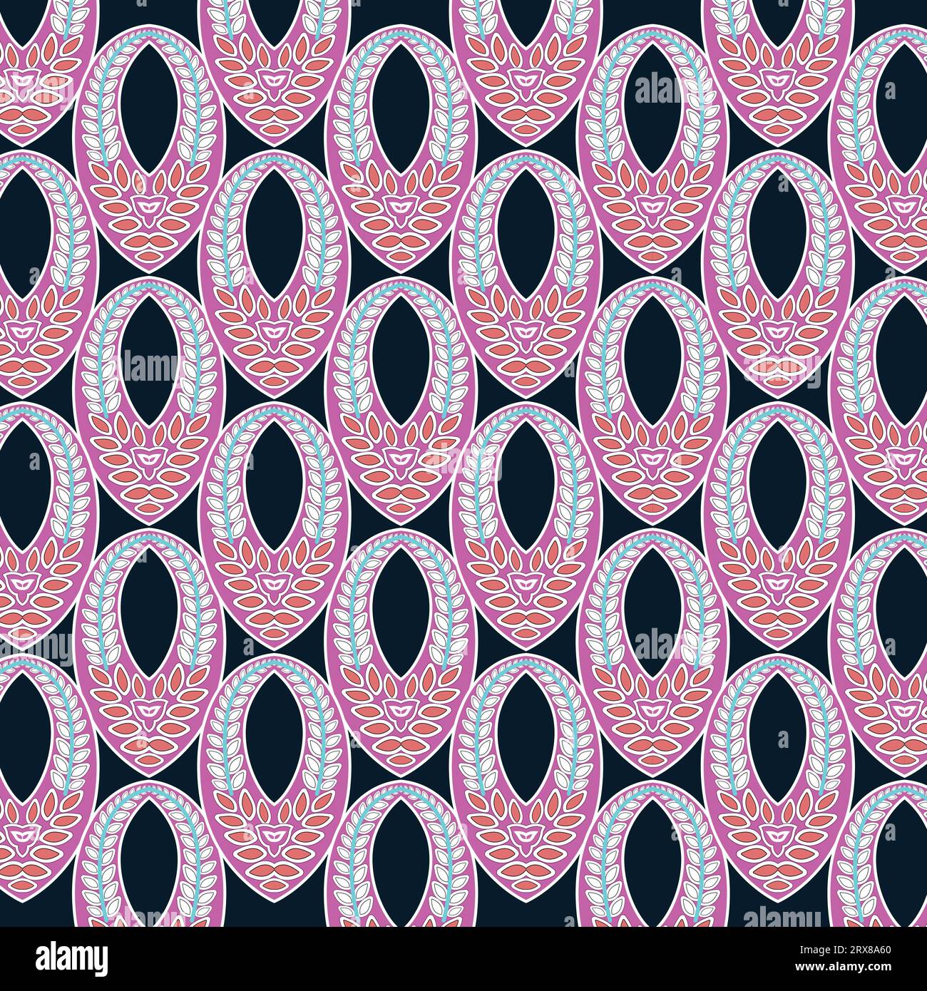 A Vibrant Pink And Blue Pattern On A Sleek Black Background Stock