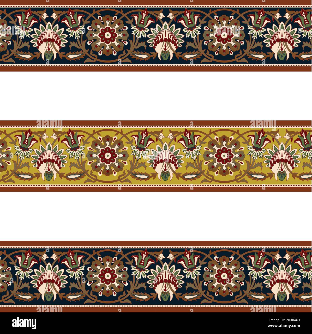 A decorative repeated seamless border with flowers and leaves Stock Vector Image & Art - Alamy