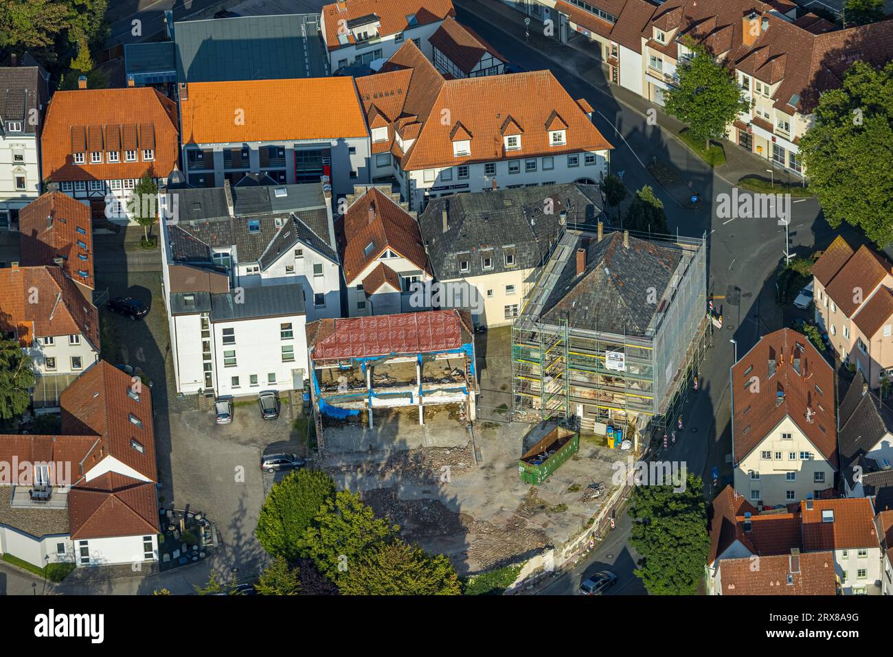 Aerial view, construction site with new building at Kämperstraße corner ...