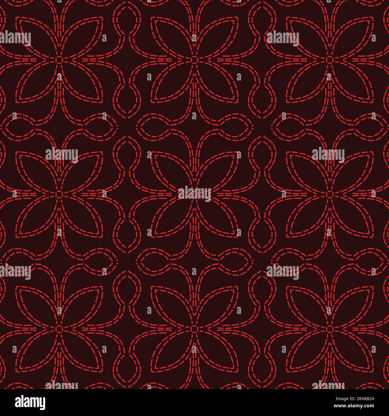 A bold and striking red and black stitched feel like pattern on a dark ...