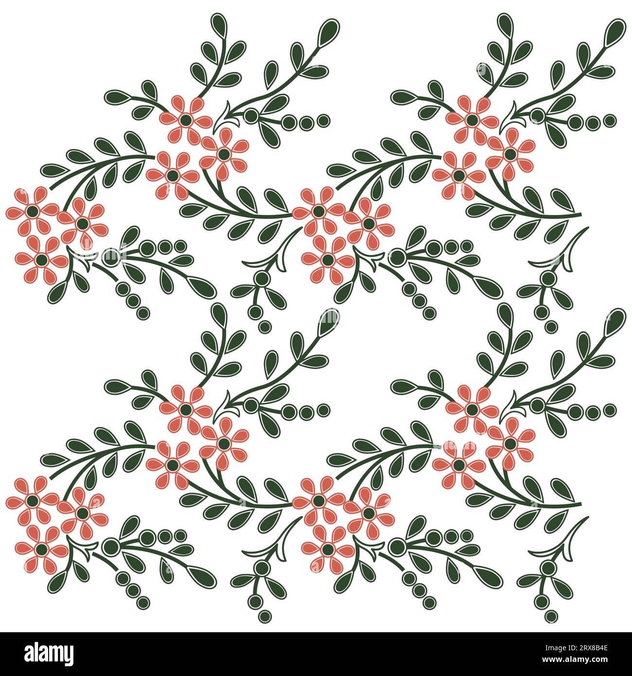 A vibrant red flower pattern on a crisp white background Stock Vector ...