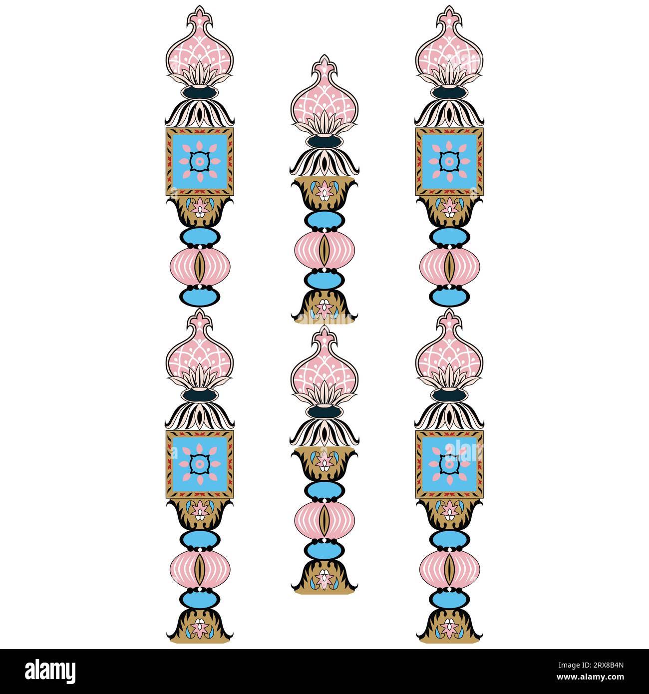 Border patterns of decorative objects on a white background Stock ...