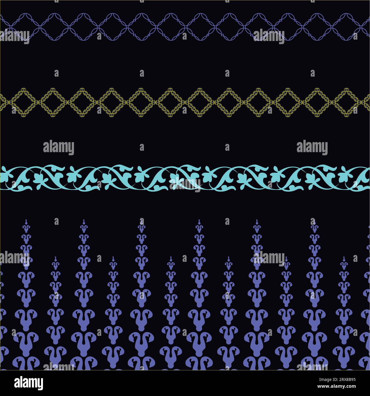 Illustration of four unique patterns on a black background Stock Vector ...