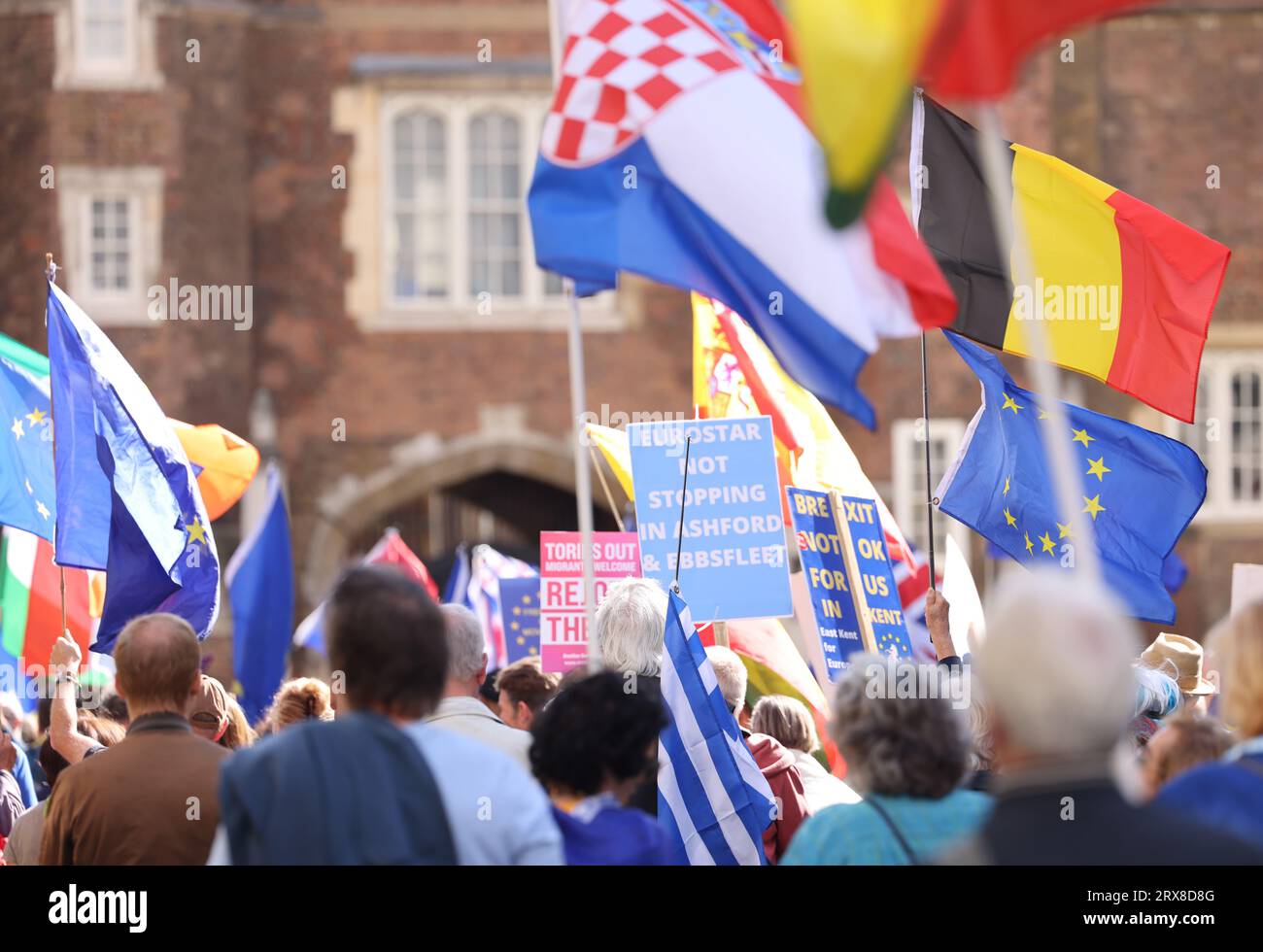 London, UK. 23rd September 2023. Pro EU supporters joined the National ...